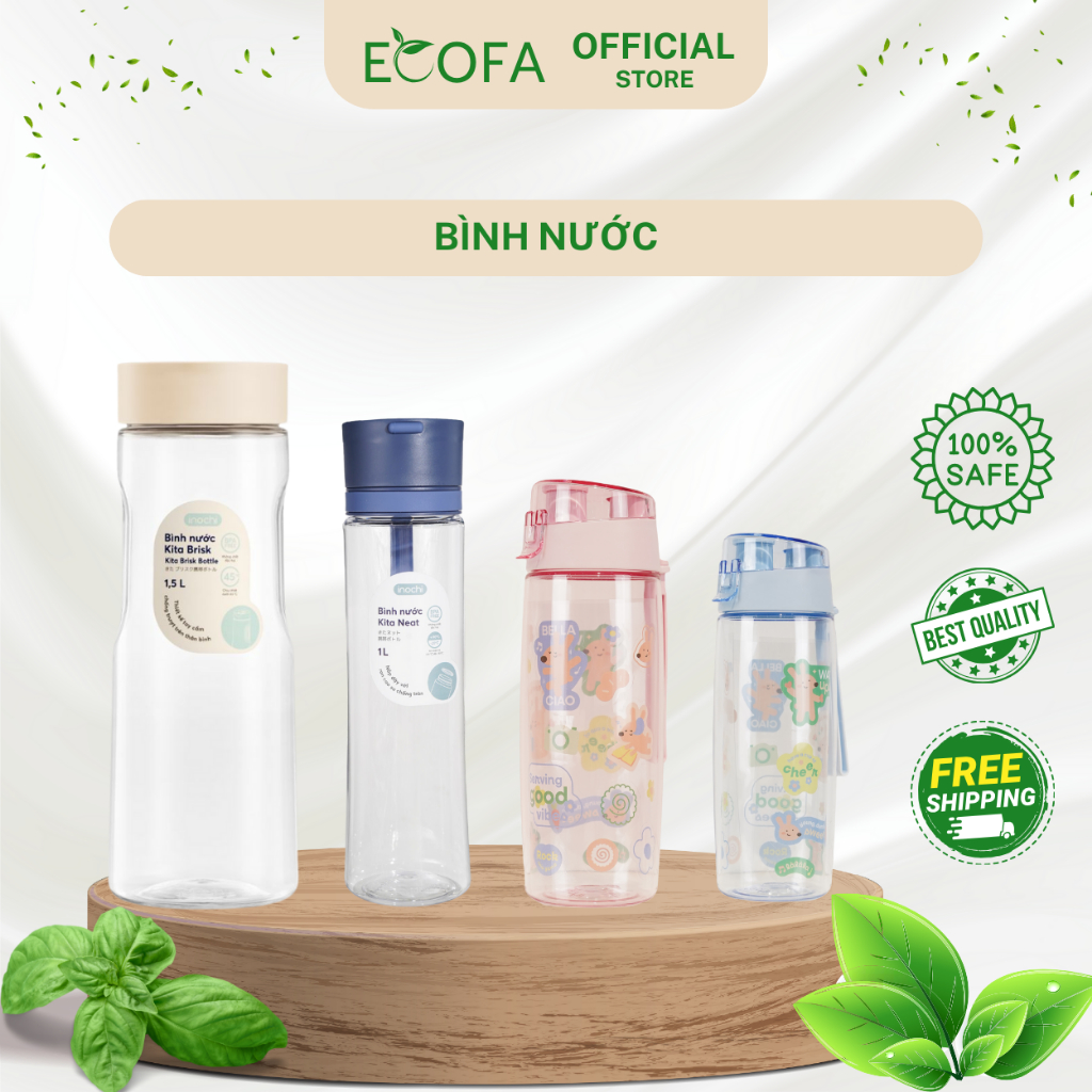 Bình nước inochi cao cấp, nhựa nguyên sinh an toàn, bình nước thể thao ...