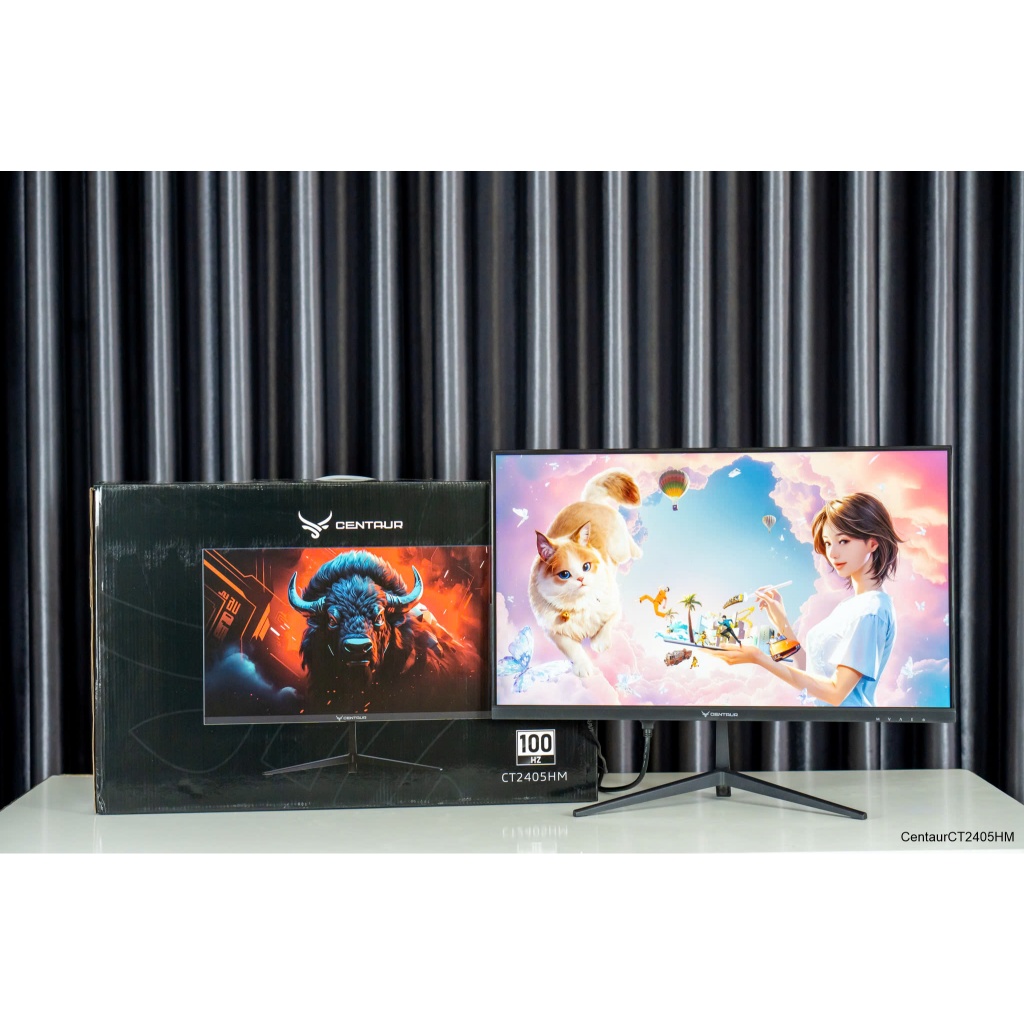 MÀN HÌNH 24" 24 inch CENTAUR CT2405HM FHD, IPS, 100Hz, 5ms, Phẳng - ĐEN - Chính hãng | Shopee ...