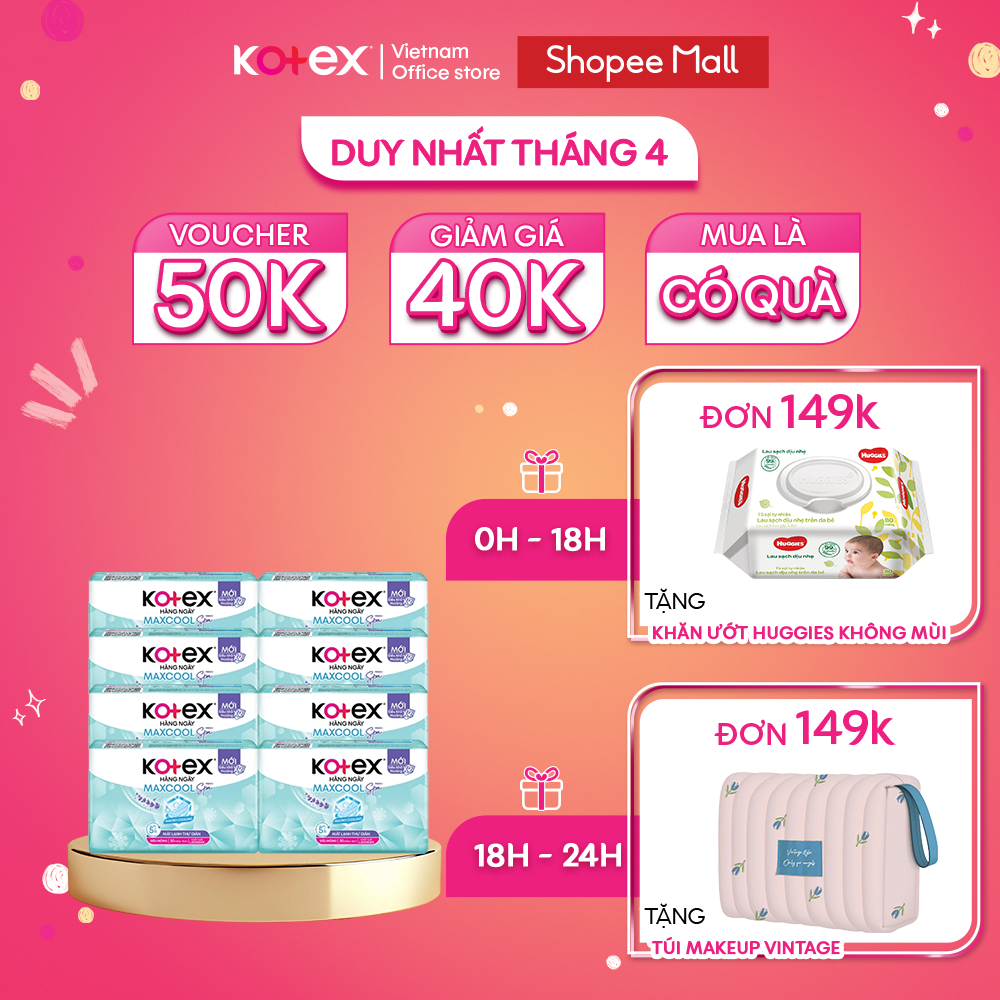 Lốc 8 băng vệ sinh Kotex Hàng ngày Compact Maxcool French Spa 15cm 20x48 | Shopee Việt Nam