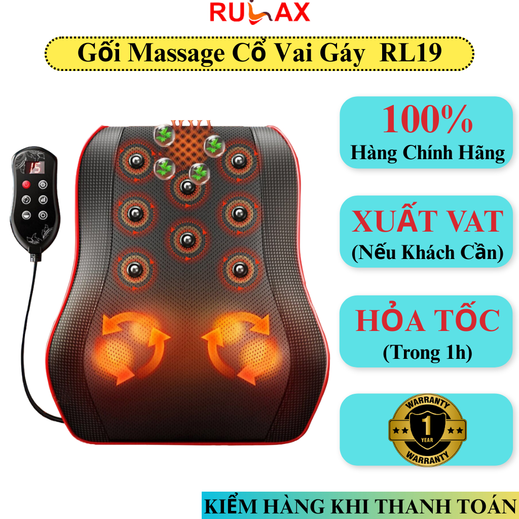 Gối Massage Cổ Vai Gáy Gối Massage Hồng Ngoại RULAX RL19 Kết Hợp 2 Động ...