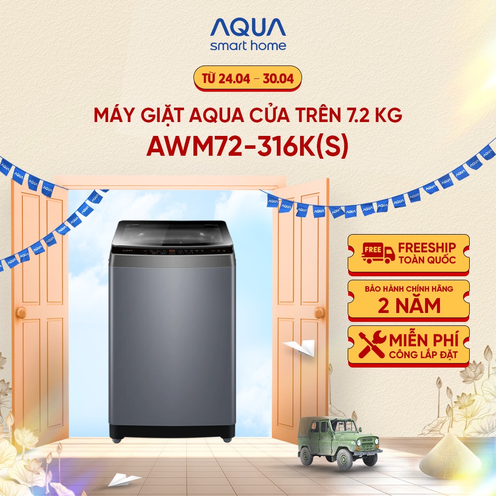 Máy giặt Aqua 7.2 kg AWM72-316K(S) - Bảo hành 2 năm - Hỗ trợ lắp đặt ...