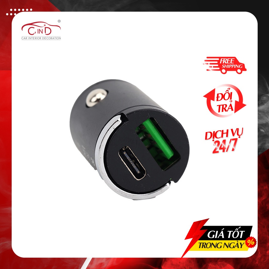 Tẩu Sạc Nhanh 100W Mini 1 Cổng USB Và 1 Cổng Type C CIND G30 100W ...
