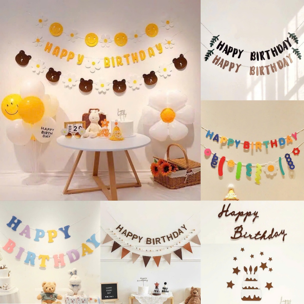 Dây Chữ HAPPY BIRTHDAY Vải Dạ, Dây HPBD Nỉ Phong Cách Hàn Quốc, Dây ...