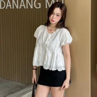 Áo babydoll AIMEE thô boil phối cổ bèo tay bồng #499 HAVANA AO417 ...