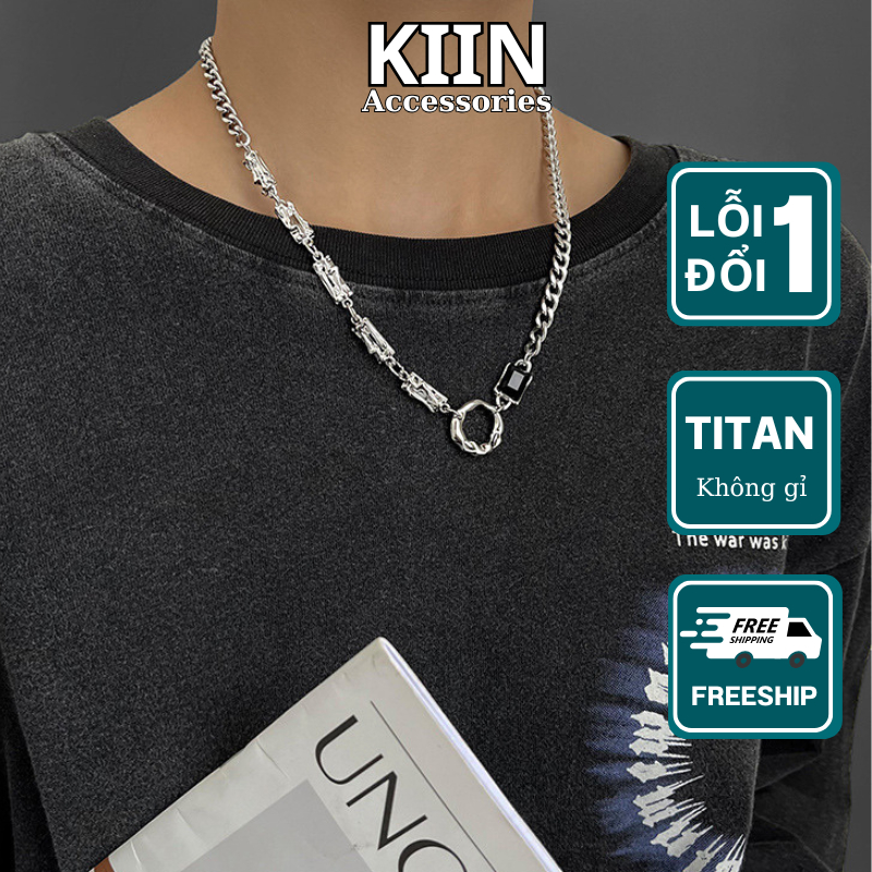 Vòng cổ nam titan không gỉ thiết kế chuỗi cuba mặt nhẫn đơn giản phù ...
