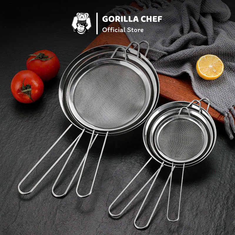 Rây lọc siêu mịn 5-24cm GORILLA CHEF rây bột, rây cháo, rây matcha, vớt ...