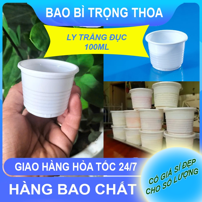 50 Ly nhựa trắng sữa 100ml kèm nắp đựng yaourt, phomai | Shopee Việt Nam
