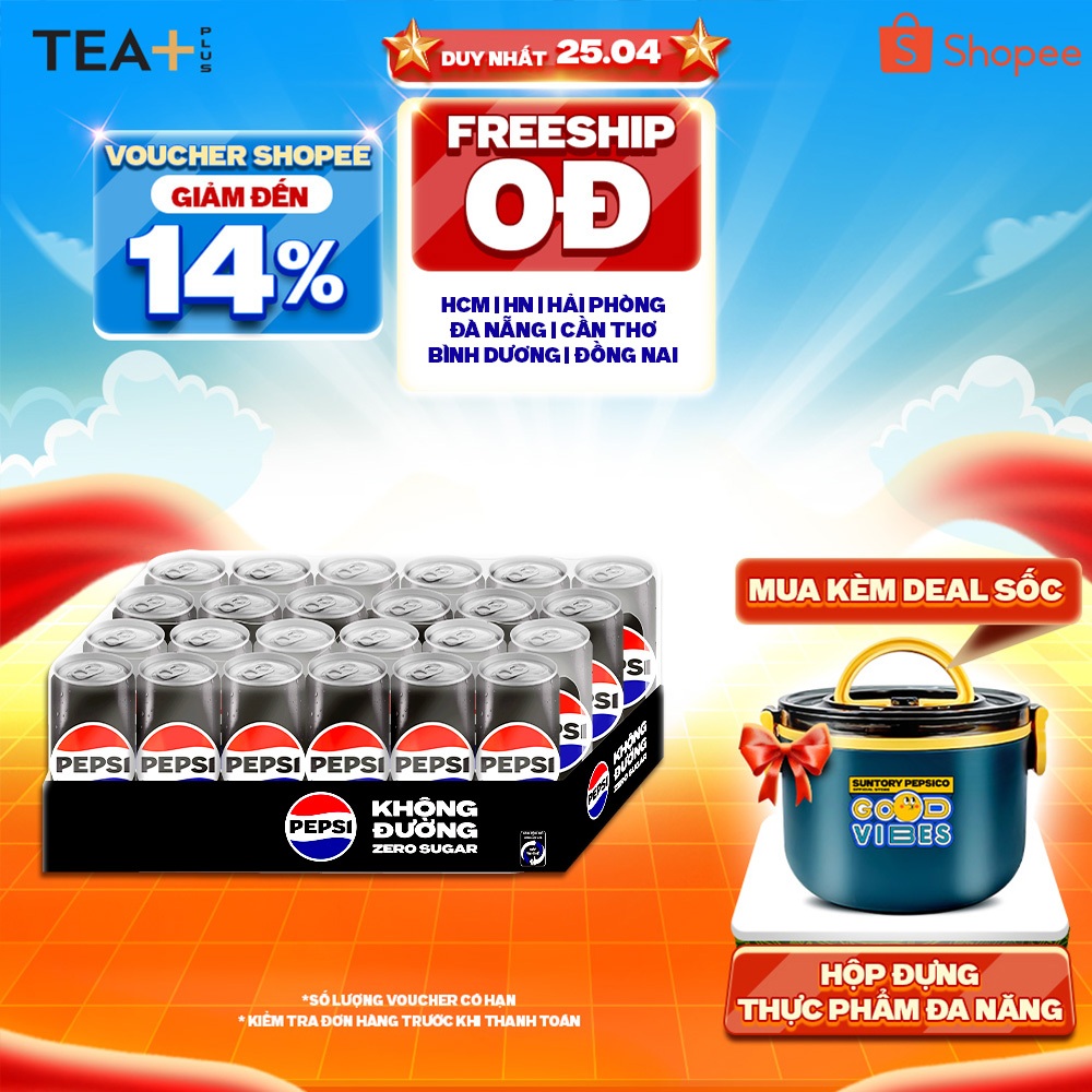 [HỎA TỐC-VC 12%] Thùng 24 Lon Nước Uống Có Gaz Pepsi Không Calo (320ml/lon) | Shopee Việt Nam
