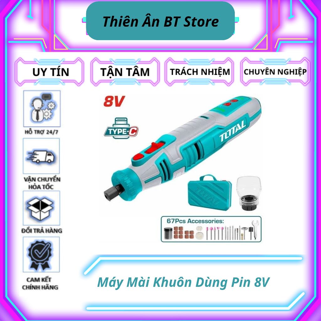 Máy Mài Khuôn Dùng Pin 8V 3.2mm TOTAL TMGLI0801 (Không kèm sạc ...