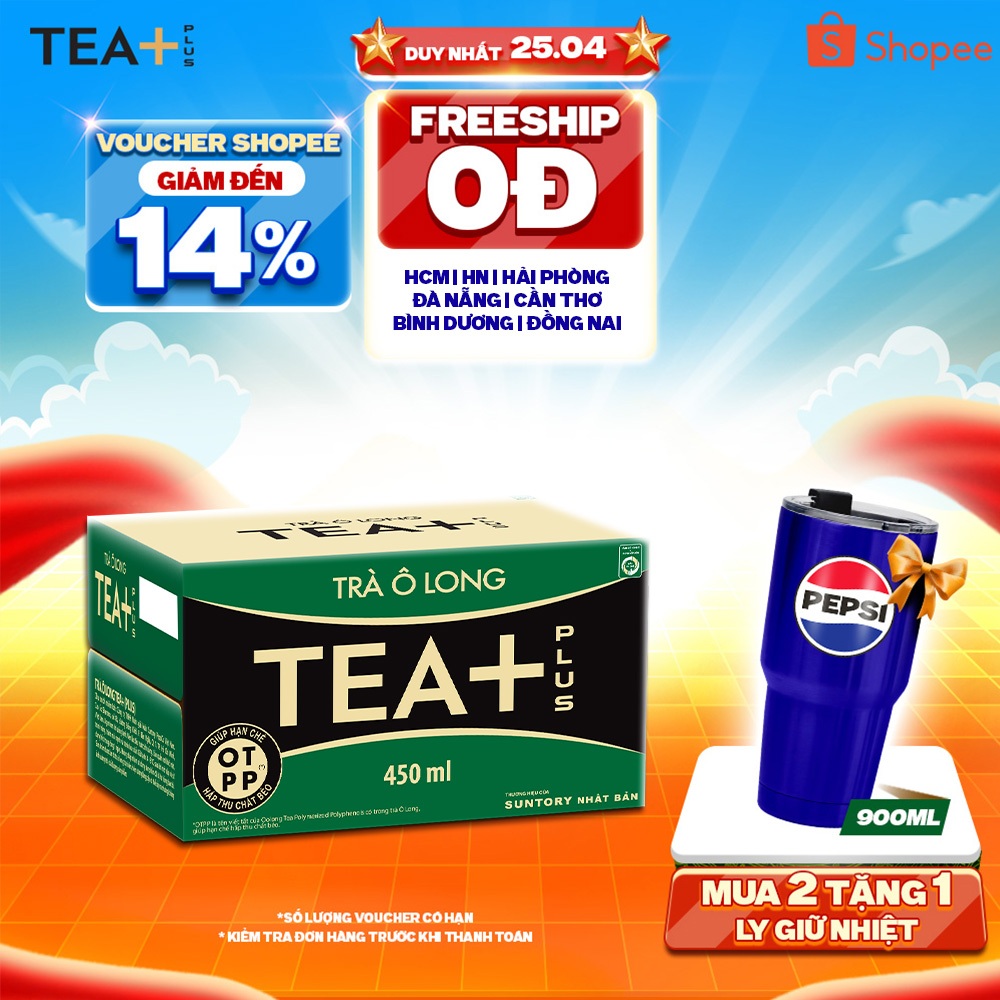 [SALE ĐẠI LỄ 25.4] Thùng 24 Chai Trà Ô long Tea+ (450ml /chai) | Shopee ...