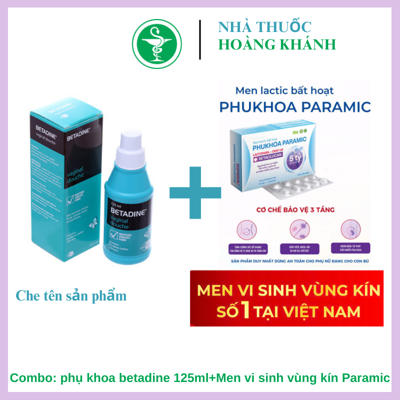 Combo 1 Betadine phụ khoa+ 1 Viên uống men vi sinh vùng kín Paramic hộp ...