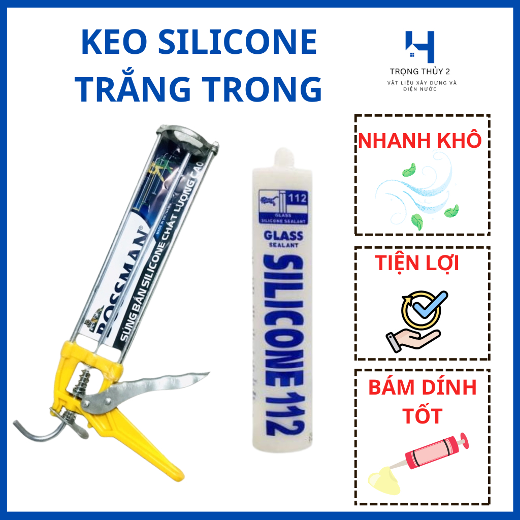 Combo Keo Dán Silicone Trắng Trong Kèm Dụng Cụ Hỗ Trợ Bắn Keo - Nhanh ...