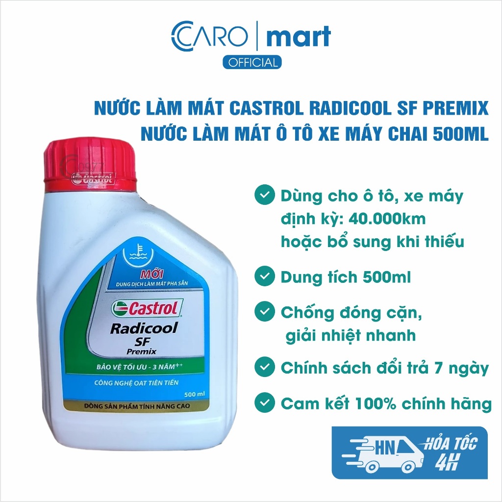 Nước làm mát động cơ ô tô, xe máy Castrol Radicool SF Premix 500ml ...