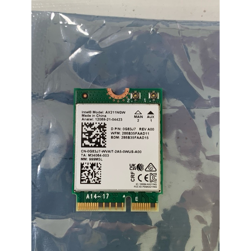 Intel AX211, M.2 wifi card, Wi-Fi 6E, 5374M, có bluetooth 5.3, ba băng ...