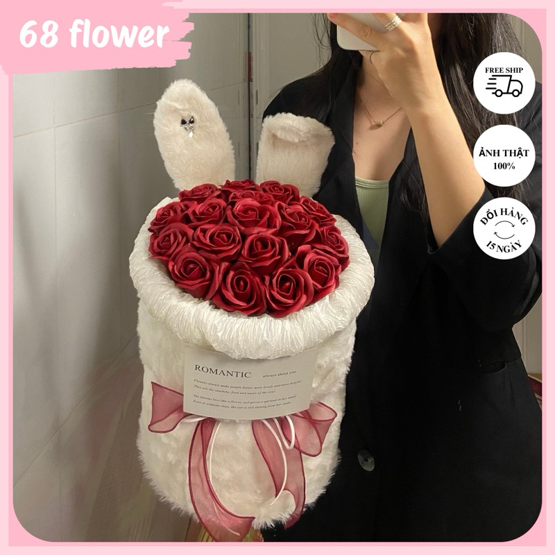 [Tặng Túi + Đèn] Bó Hoa Sáp Tai Thỏ 16 Bông Làm Quà Tặng Ý Nghĩa ...