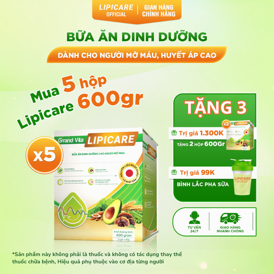 [Mua 5 Tặng 2 hộp 600G] LIPICARE - Bữa ăn dinh dưỡng dành cho người mỡ ...