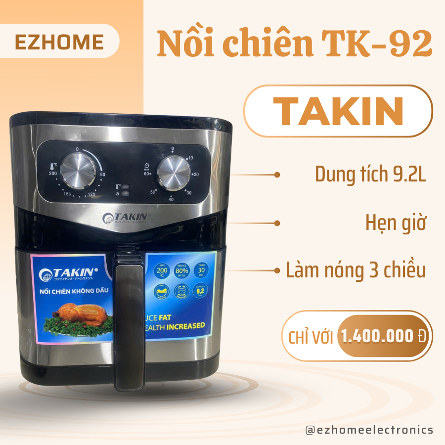 Nồi Chiên Không Dầu Takin TK92 Dung Tích 9.2L Công Suất 1800W Công Nghệ ...