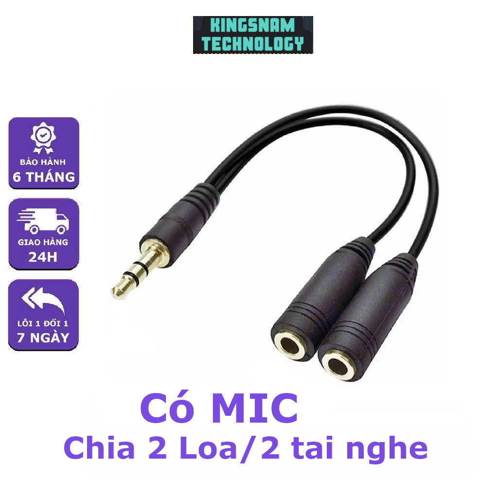Có MIC Cáp chia cổng jack 3.5mm ra loa và tai nghe Chia Loa Tai Nghe Từ ...