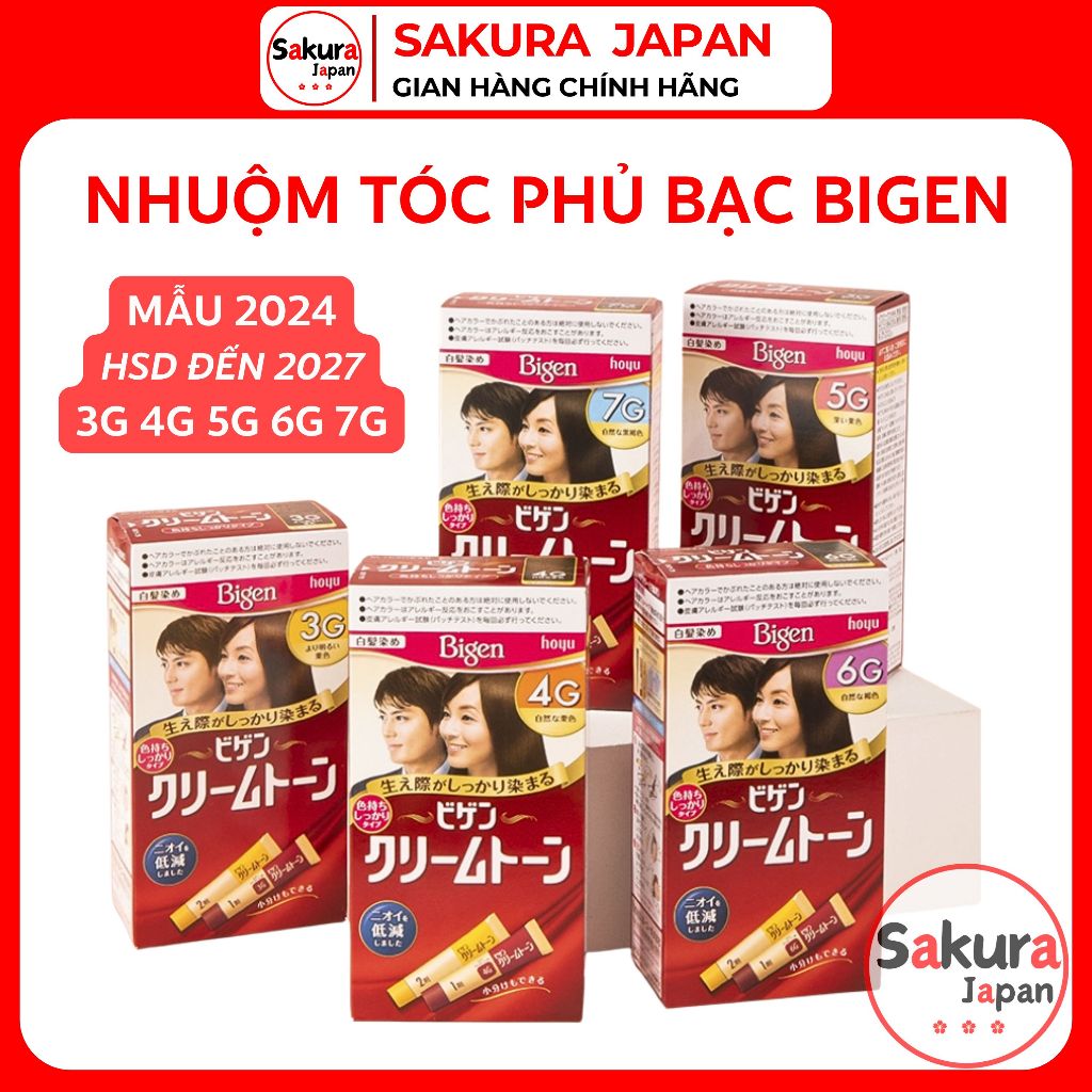 Nhuộm Tóc Bigen Phủ Bạc 7G 6G 5G 4G 3G Nội Địa Nhật, Màu Chuẩn, An Toàn ...
