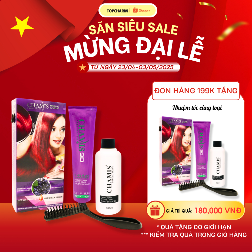 Kem nhuộm tóc cao cấp Olive nâu tây 30 màu không tẩy không khô tóc CHAMIS (Oxy, bao tay, lược ...