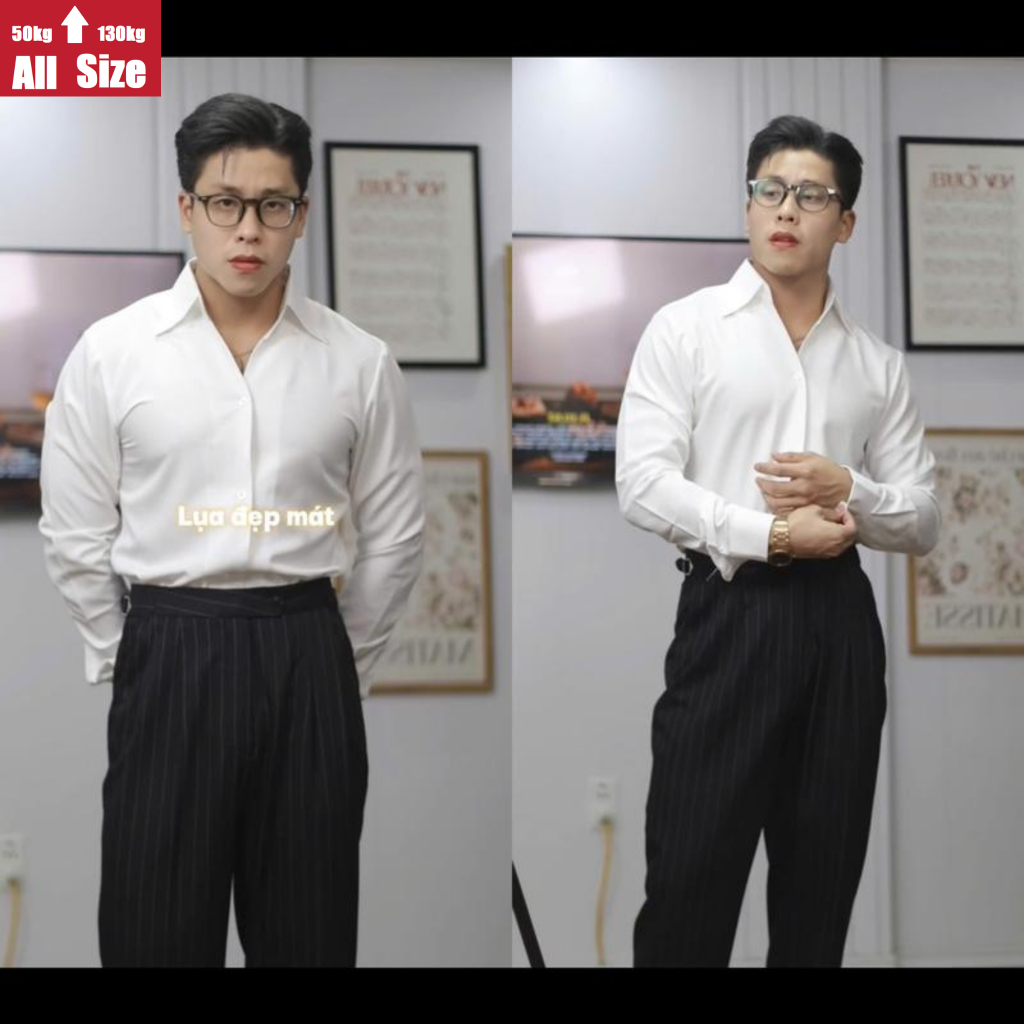 [ Có Bigsize ] Áo sơ mi nam Button down thiết kế kiểu cổ Y luxury lụa. SMY1 | Shopee Việt Nam