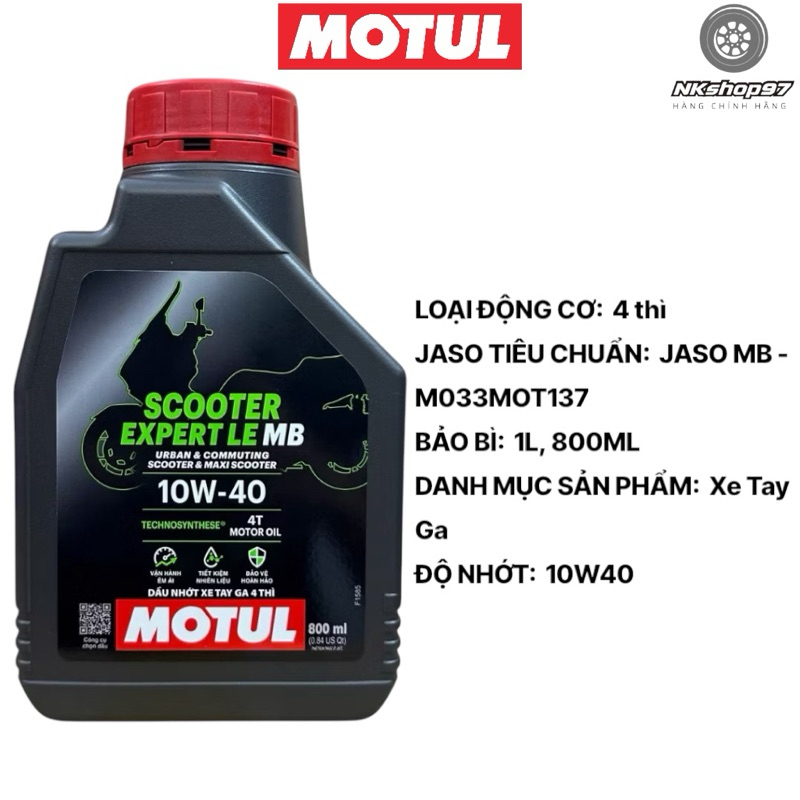 [Mẫu mới] Motul Expert Le 10W40 800ML . Dành cho xe ga | Shopee Việt Nam
