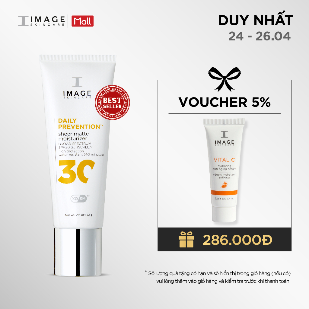 Kem chống nắng exosome cho da dầu mụn IMAGE Skincare - DAILY PREVENTION sheer matte moisturizer ...