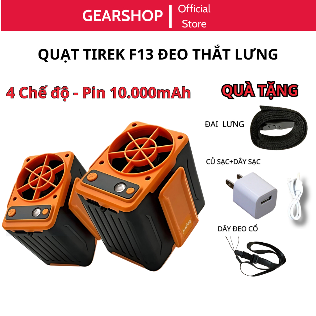 Quạt mini đeo thắt lưng Tirek F13 GEARSHOP quạt làm mát lưng chạy liên ...