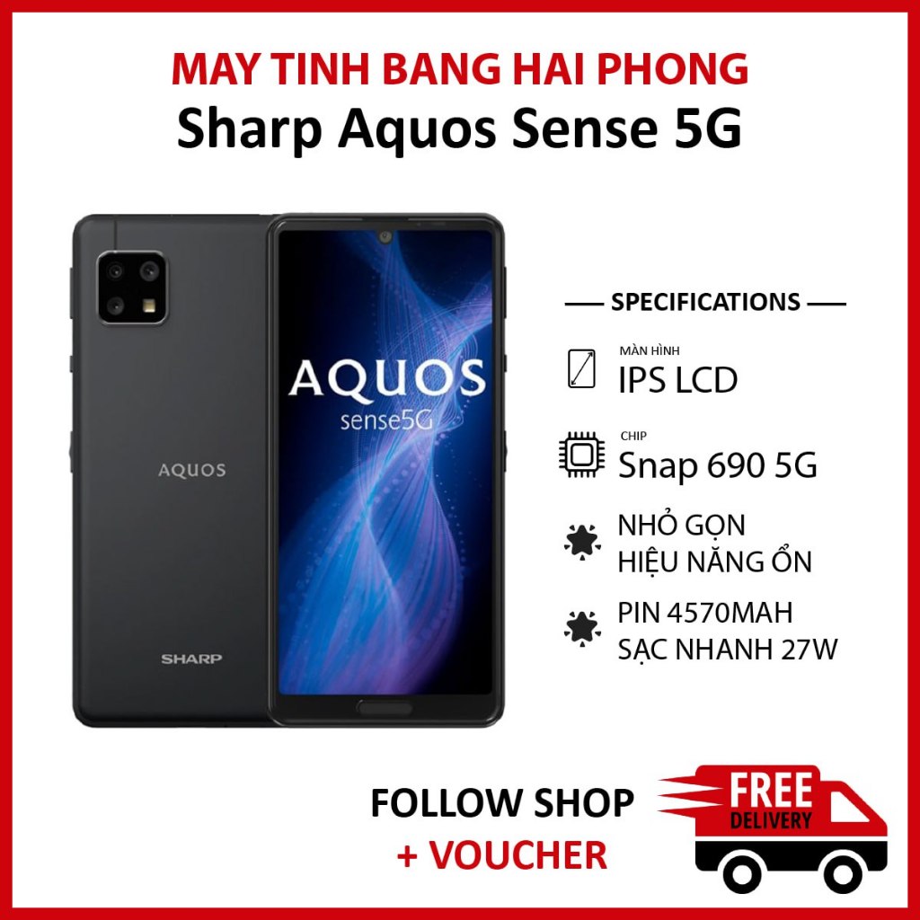 Điện thoại Sharp Aquos Sense 5G RAM 4/64GB chip Snapdragon 690 5G hỗ trợ sạc nhanh 27W | Shopee ...