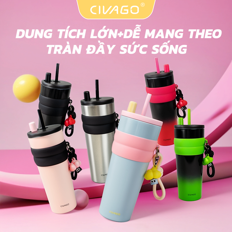 CIVAGO (26oz) bình giữ nhiệt có ống hút lót gốm Cốc Cà phê 304 ly giữ ...