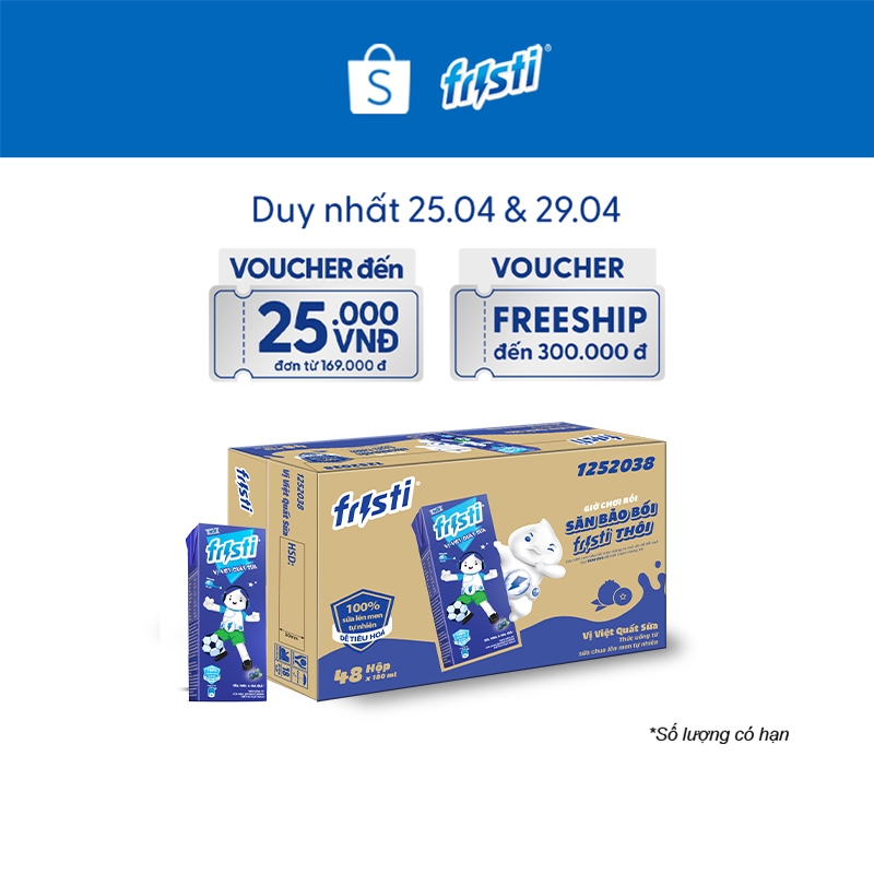 Thùng 48 Hộp Thức Uống Từ Sữa Chua Lên Men Tự Nhiên Fristi Vị Việt Quất ...