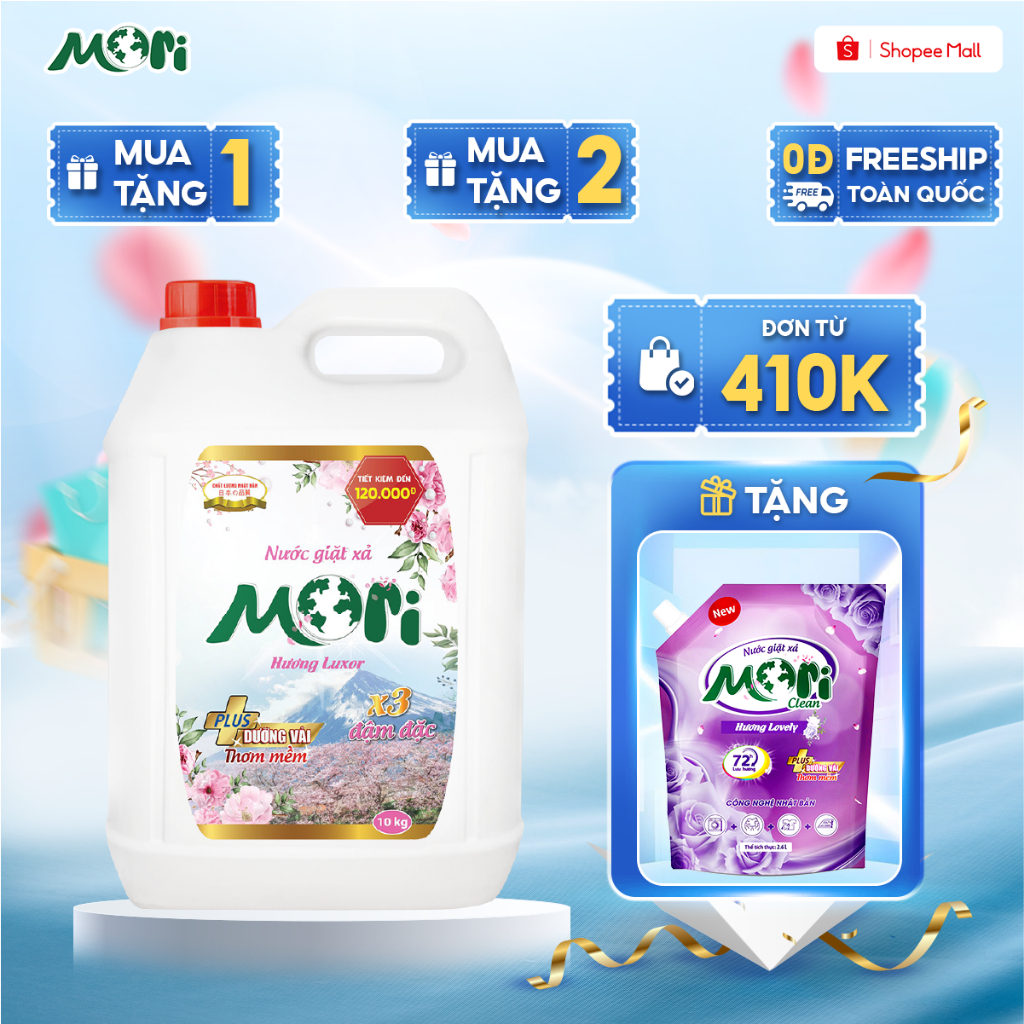 Nước giặt Mori Can 10kg (10L), Siêu đậm đặc, đa dạng mùi hương, siêu tiết kiệm | Shopee Việt Nam