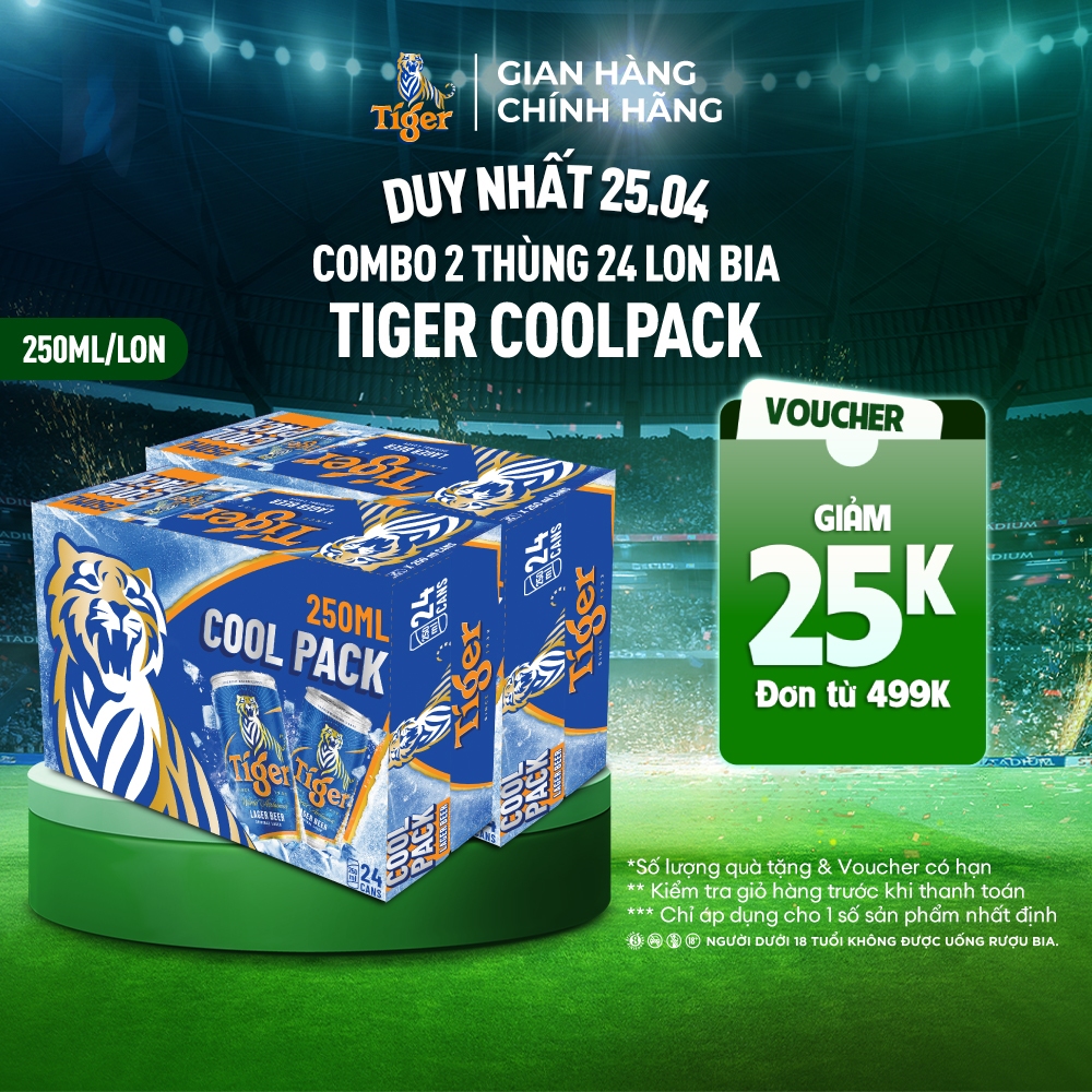 Combo 2 Thùng 24 Lon Bia Tiger Coolpack 250ml | Shopee Việt Nam