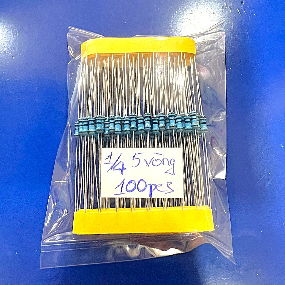 Điện trở công suất 1/4w 5 vòng màu từ 1 ohm đến 910 ohm dây / bịch 100 con | Shopee Việt Nam