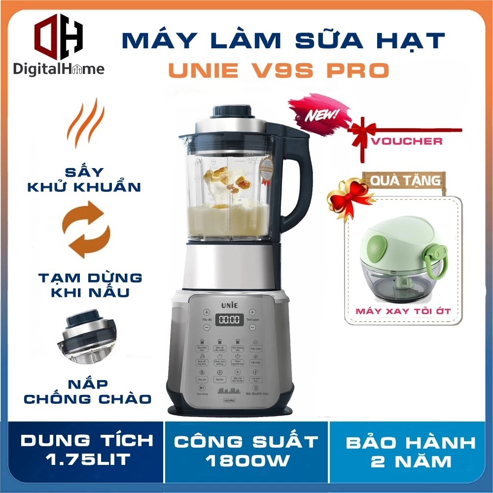 Máy Làm Sữa Hạt Unie V9S PRO, Sấy Khử Khuẩn, Cối 5 lớp chịu nhiệt, 1800W-1.75L, Hàng chính hãng ...