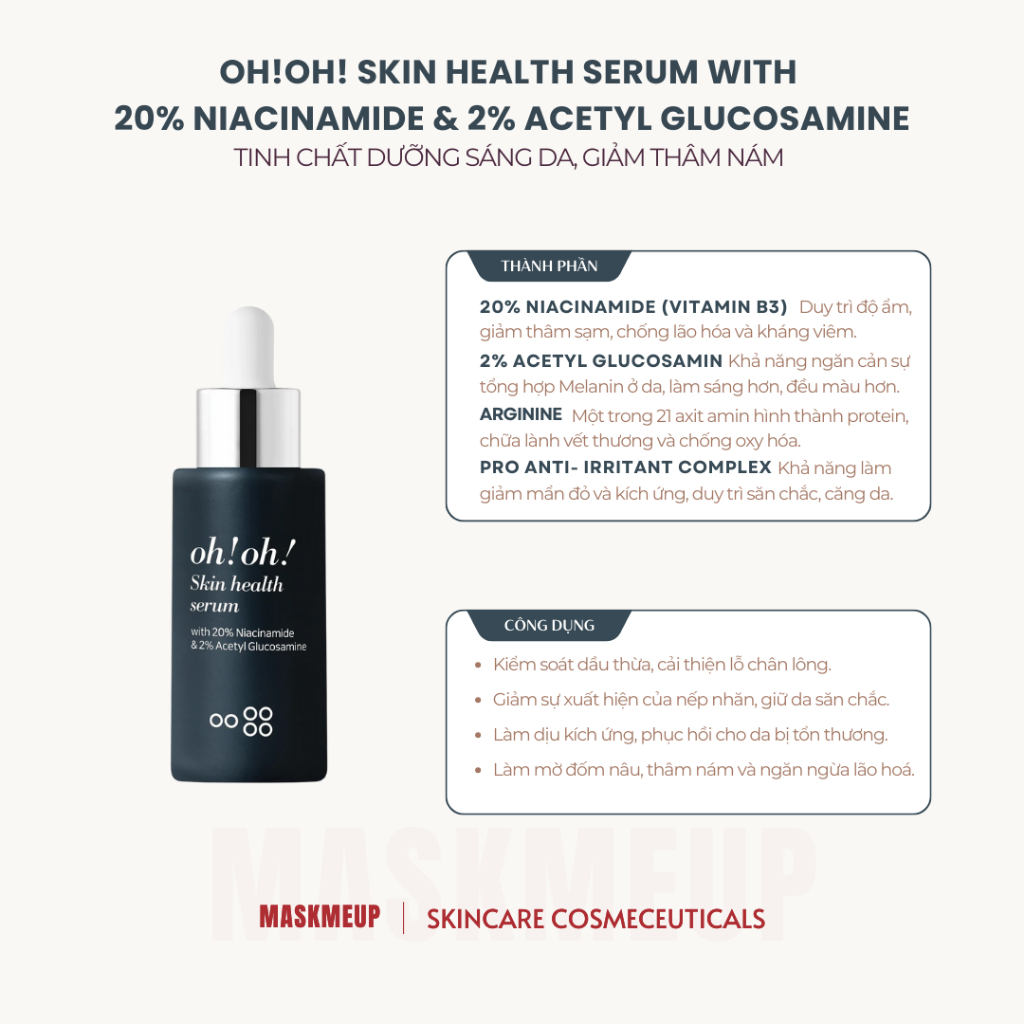 Serum oh!oh! 20% Niacinamide làm sáng da, mờ thâm, thu nhỏ lỗ chân lông ...