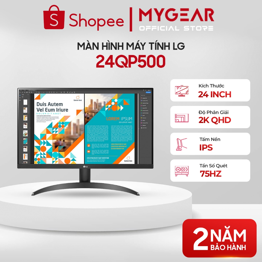 Màn Hình Đồ Hoạ LG 24QP500-B 23.8 Inch IPS QHD (2K) 75Hz HDR10 - Chính Hãng | Shopee Việt Nam