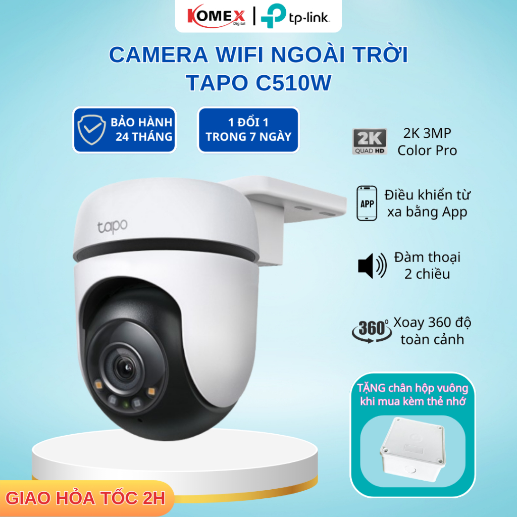 Camera WiFi TP-Link Tapo C510W 2K quay quét 360 độ ngoài trời chính ...