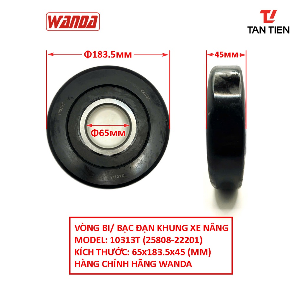 Vòng bi, Bạc đạn xe nâng Wanda 10313T, 25808-22201, 65x183.5x45 (mm ...