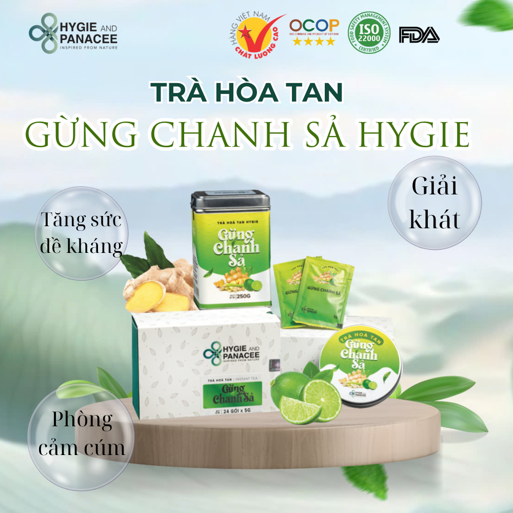 Trà Gừng Chanh Sả Hygie 50g/150g tăng sức đề kháng, detox cơ thể ...