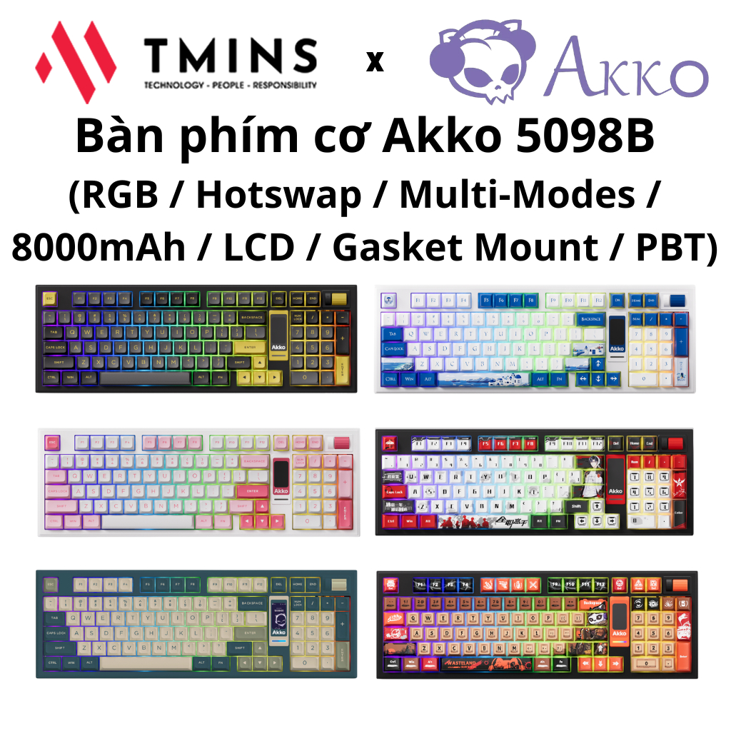 Bàn phím cơ Akko 5098B (RGB / Hotswap / Multi-mode / Màn hình LCD ...