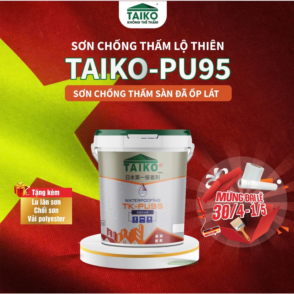 [Thùng 5 Kg] Sơn Chống Thấm PU (Polyurethane) TAIKO PU95 - Chống Thấm Sàn Lộ Thiên Đã Ốp Lát Đi ...