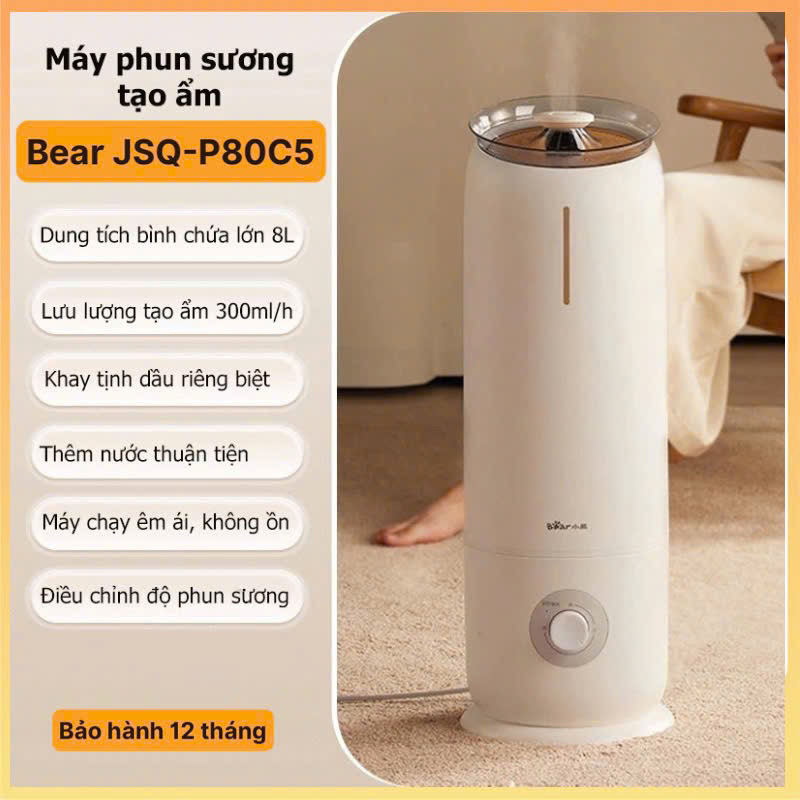 Máy phun sương tạo ẩm 8L Bear JSQ-P80C5 có khay chứa tinh dầu riêng biệt bảo hành 12 tháng ...