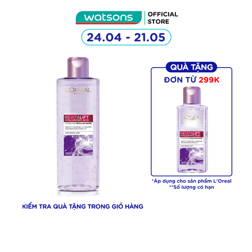 Nước Tẩy Trang L'Oreal Paris Giúp Căng Mịn Da Revitalift Hyaluronic Acid Micellar Water 400ml ...