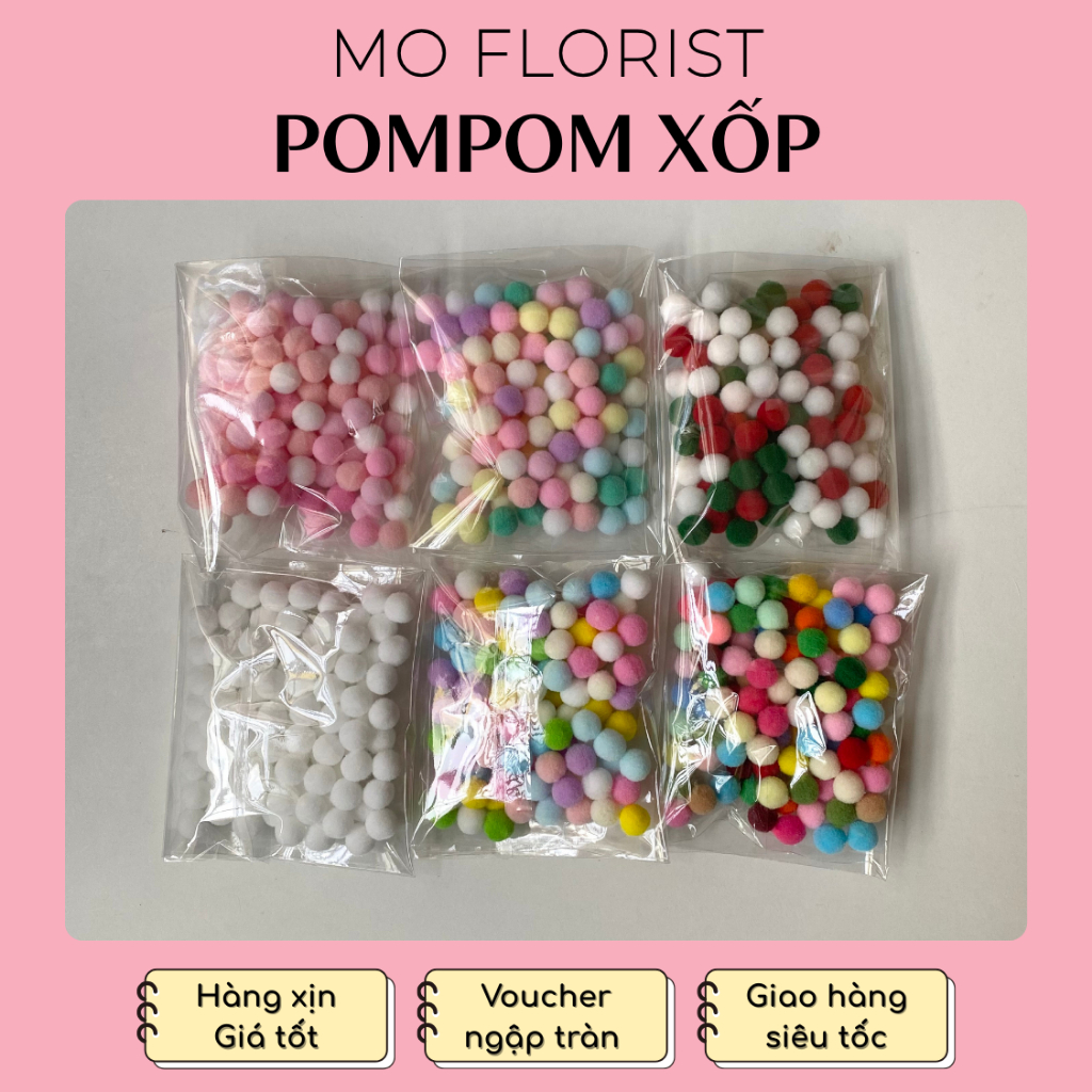 XẢ KHO - Pompom NHIỀU MÀU trang trí, hạt pom trang trí cây thông - MƠ FLORIST | Shopee Việt Nam