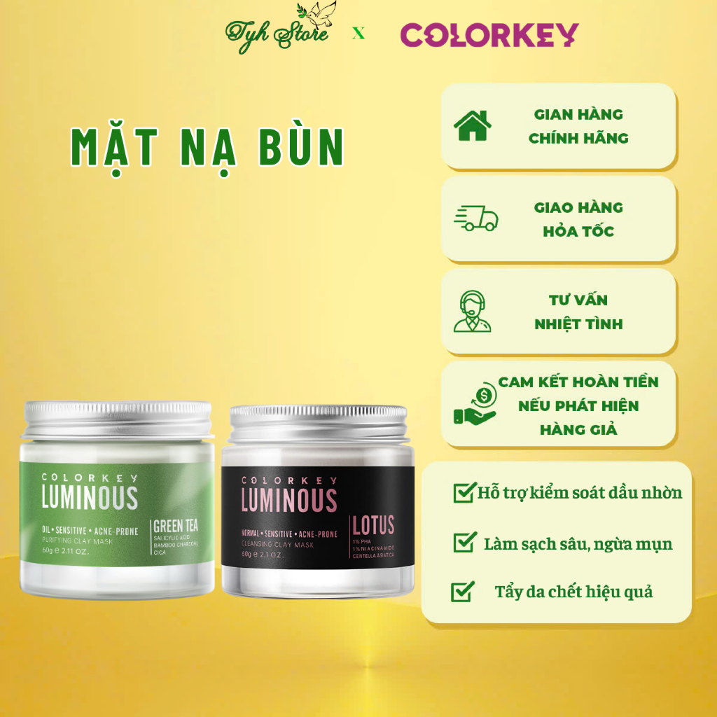 Mặt Nạ Bùn COLORKEY LUMINOUS cho da rạng rỡ 60g/hũ | Shopee Việt Nam