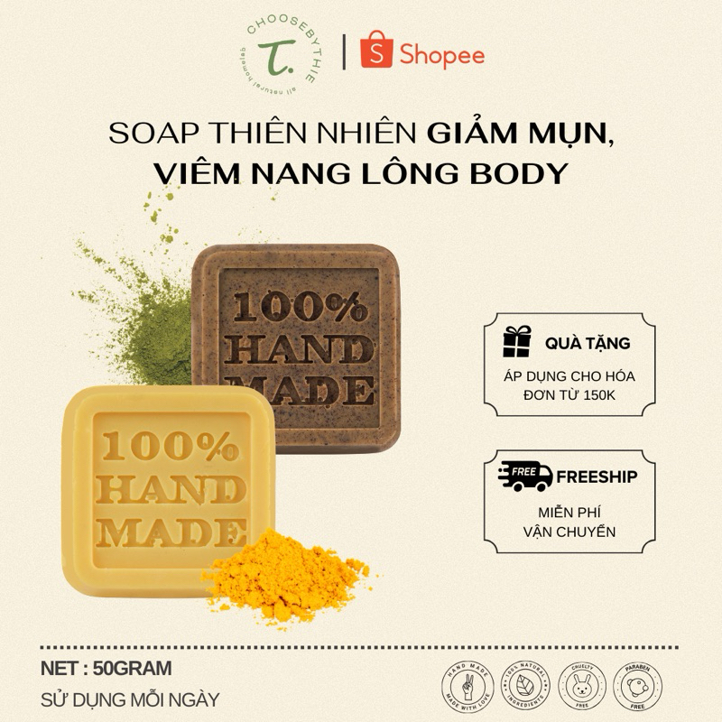 Soap tắm thiên nhiên tràm trà, và nghệ cam sạch da sáng mịn, giảm mụn ...