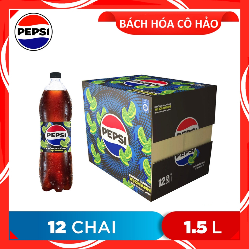 THÙNG 12 CHAI NƯỚC NGỌT KHÔNG CALO VỊ CHANH LEMON ZERO CALORIES PEPSI 1 ...