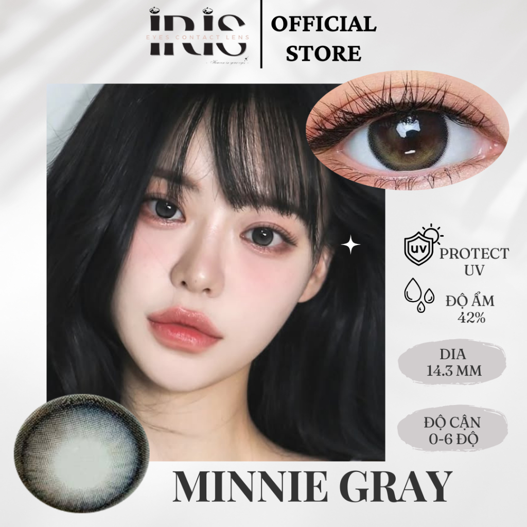Kính áp tròng cao cấp IRIS Minnie Gray +Tặng kèm khay dụng cụ | Shopee Việt Nam