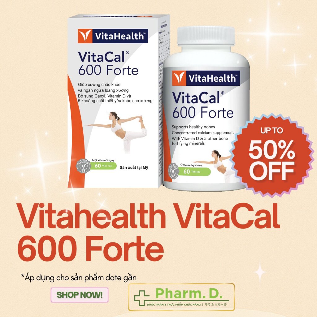[CHÍNH HÃNG] Viên Uống VITAHEALTH Vitacal 600 Forte Bổ Sung Canxi, D3 ...